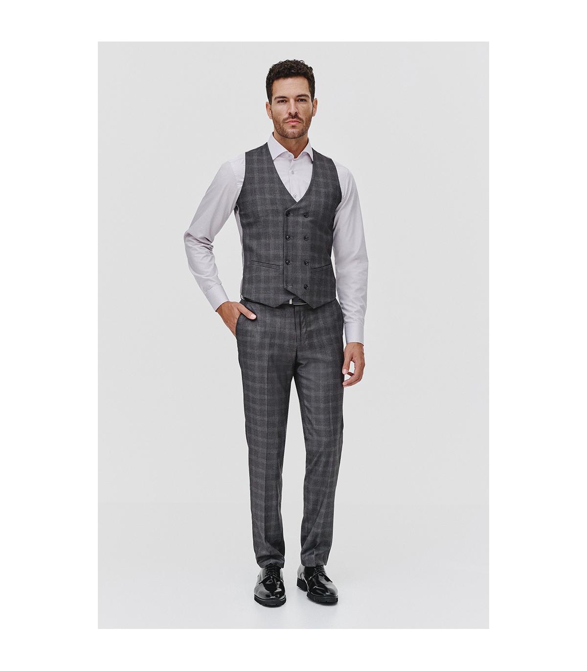 SZARE SPODNIE MĘSKIE W KRATĘ BUFFALO