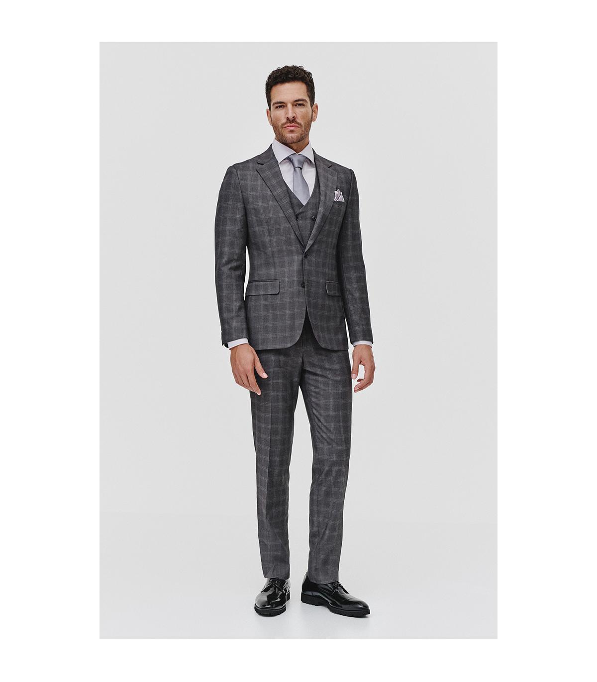 SZARE SPODNIE MĘSKIE W KRATĘ BUFFALO